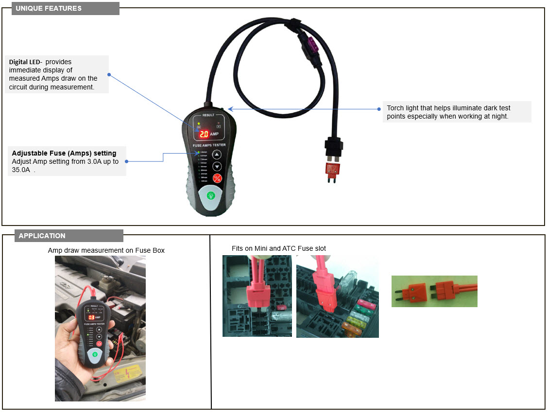 Fuse Amp Tester - Circuit Tester - Auto Test Aid